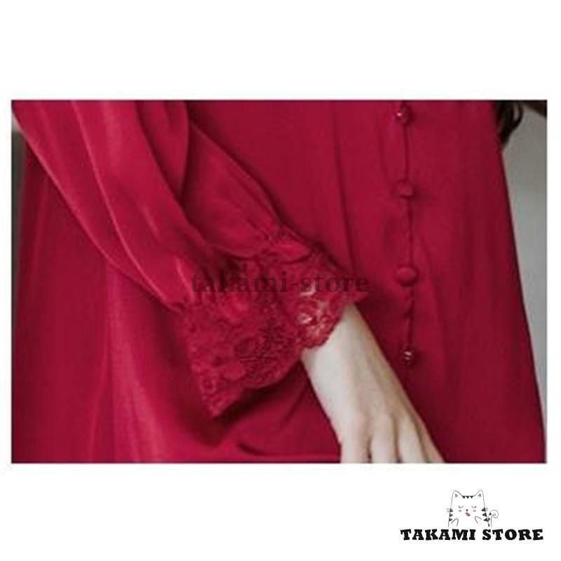 ナイトガウン ワンピース レディース ネグリジェ 長袖 レース 無地 春秋 ルームウェア シンプル 部屋着 ゆったり ひんやり おしゃれ セクシー : ml1028-ny75 : タカミストア ...