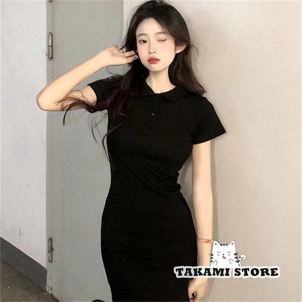 ゴルフポロワンピース ゴルフワンピース レディース タイトワンピース ポロワンピース 半袖ワンピース 無地 着痩せ 春夏 フェミニン 体型カバー :ta0517-xia140:タカミストア ...