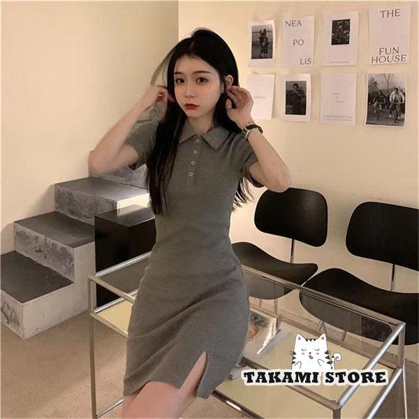 ゴルフポロワンピース ゴルフワンピース レディース タイトワンピース ポロワンピース 半袖ワンピース 無地 着痩せ 春夏 フェミニン 体型カバー :ta0517-xia140:タカミストア ...