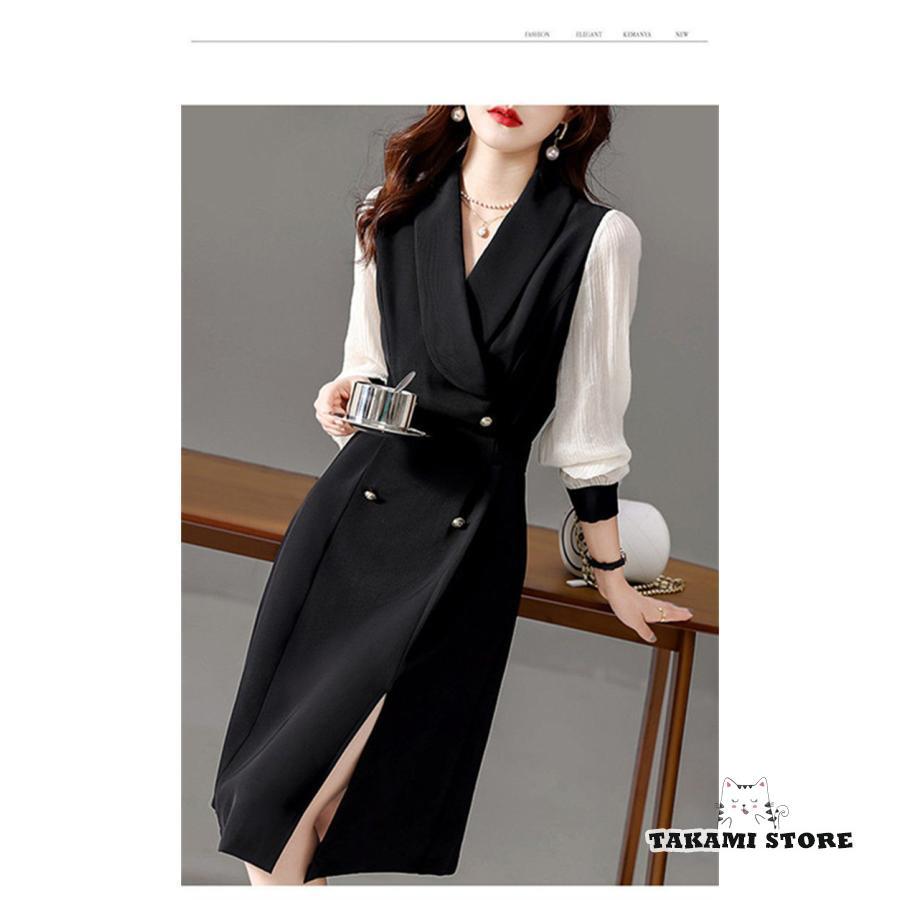 ワンピース タイトワンピース 膝丈ワンピース スーツワンピース レディース 大きいサイズ 長袖 テーラード フォーマル お出かけ 通勤 同窓会 飲み会 :ta0517-xia361:タカミ ...