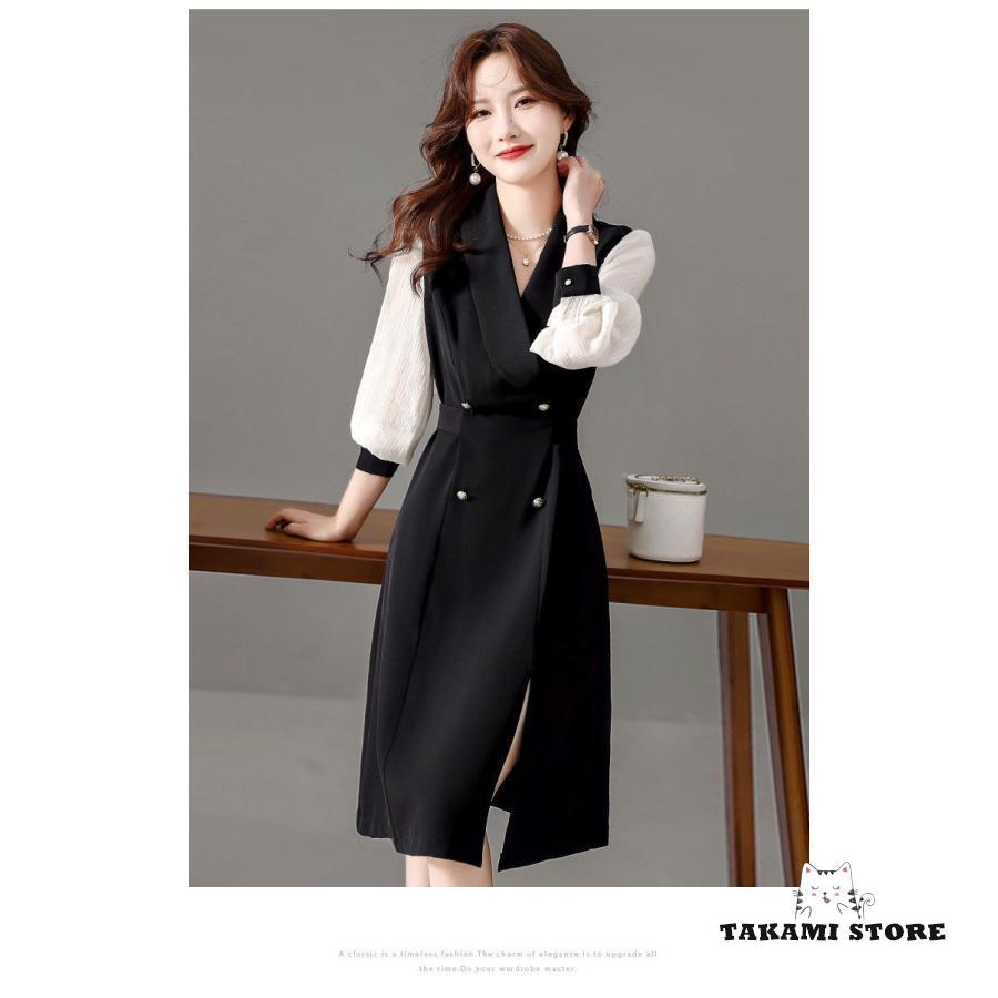 ワンピース タイトワンピース 膝丈ワンピース スーツワンピース レディース 大きいサイズ 長袖 テーラード フォーマル お出かけ 通勤 同窓会 飲み会 :ta0517-xia361:タカミ ...