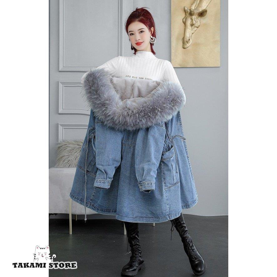 デニムコート ボア レディース アウター 冬 ファー フード 裏ボア ジャケット コート デニムジャケット 大きいサイズ カジュアル 韓国 ...