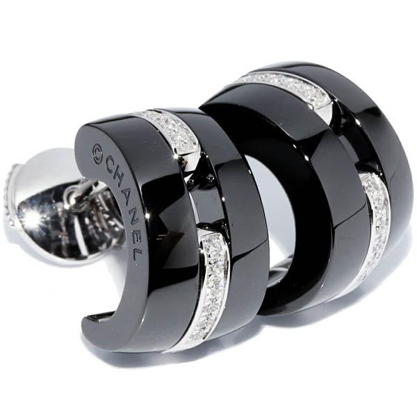 CHANEL シャネル フープピアス K18WG ブラックセラミック ダイヤ24P ウルトラコレクションピアス J4302 : たかみ質店 ...