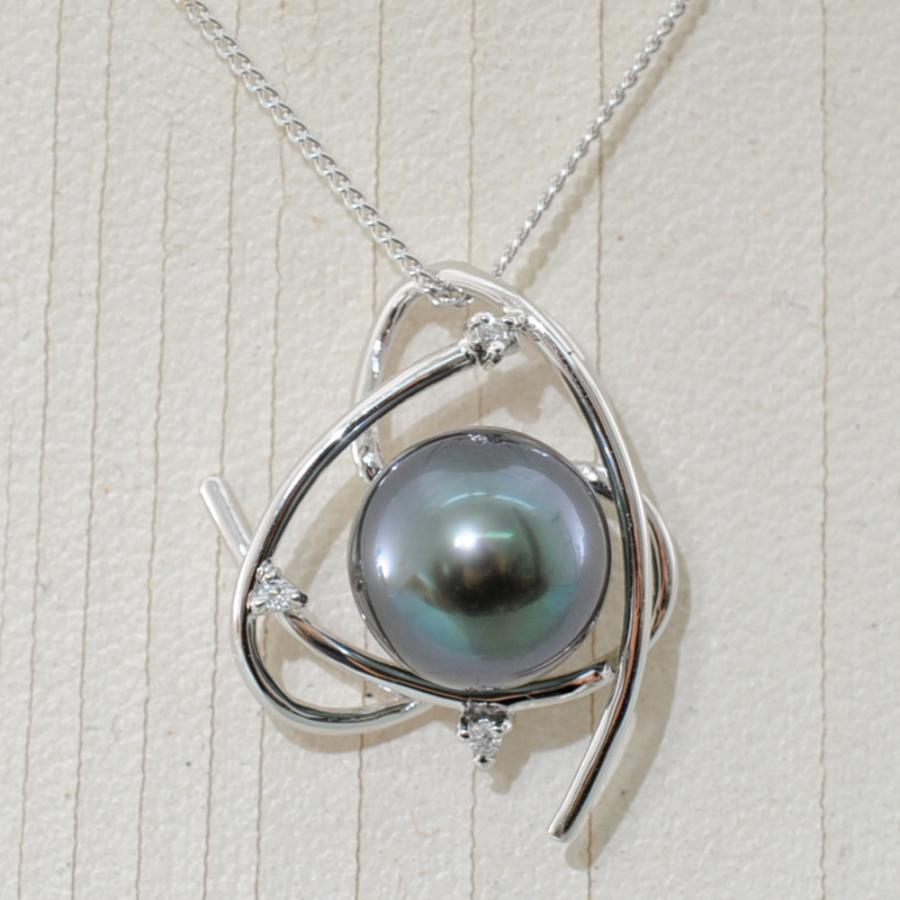 【A41】 K14WG ホワイトゴールド ブラックパール メレダイヤモンド 0.02ct ペンダントネックレス 中古品仕上げ済み : りゅうせい - 通販 - Yahoo!ショッピング