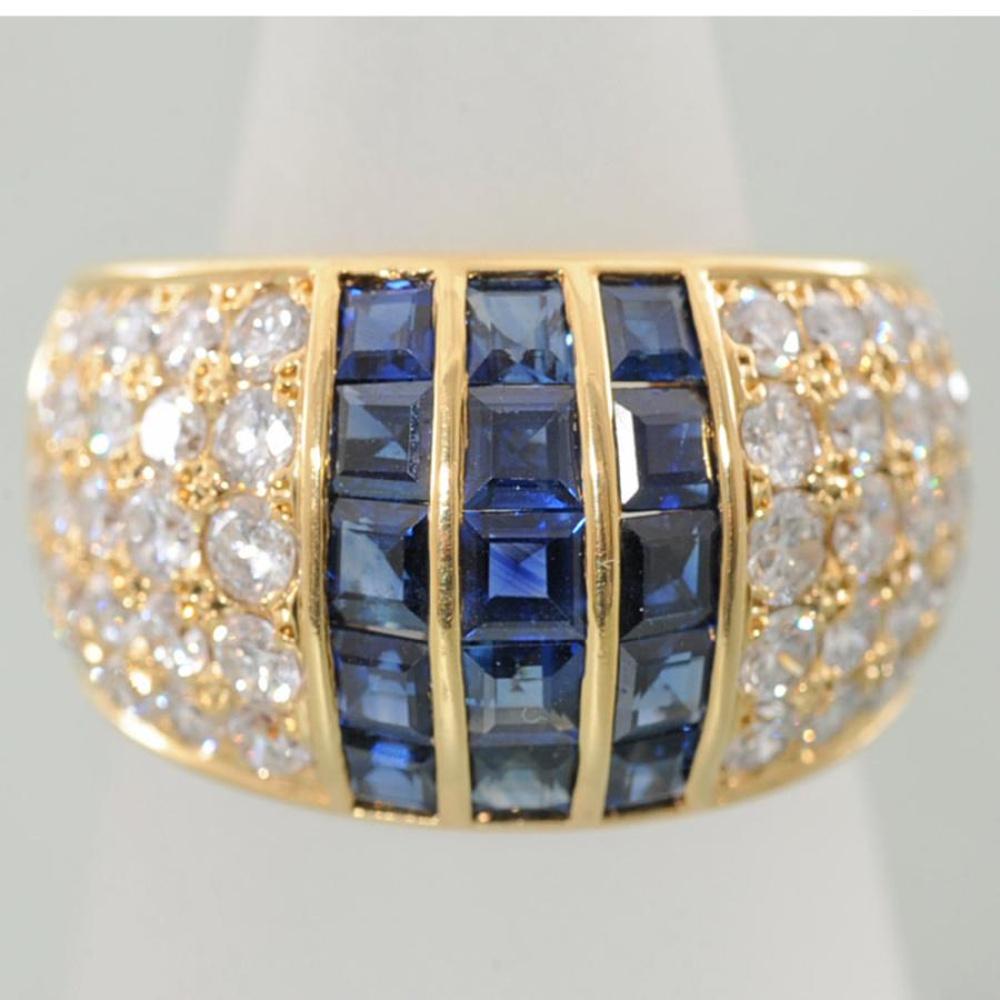 【B92】 k18 イエローゴールド サファイア 2.39ct ダイヤモンド 1.93ct デザイン リング 指輪 中古品 12号 : りゅうせい - 通販 - Yahoo!ショッピング