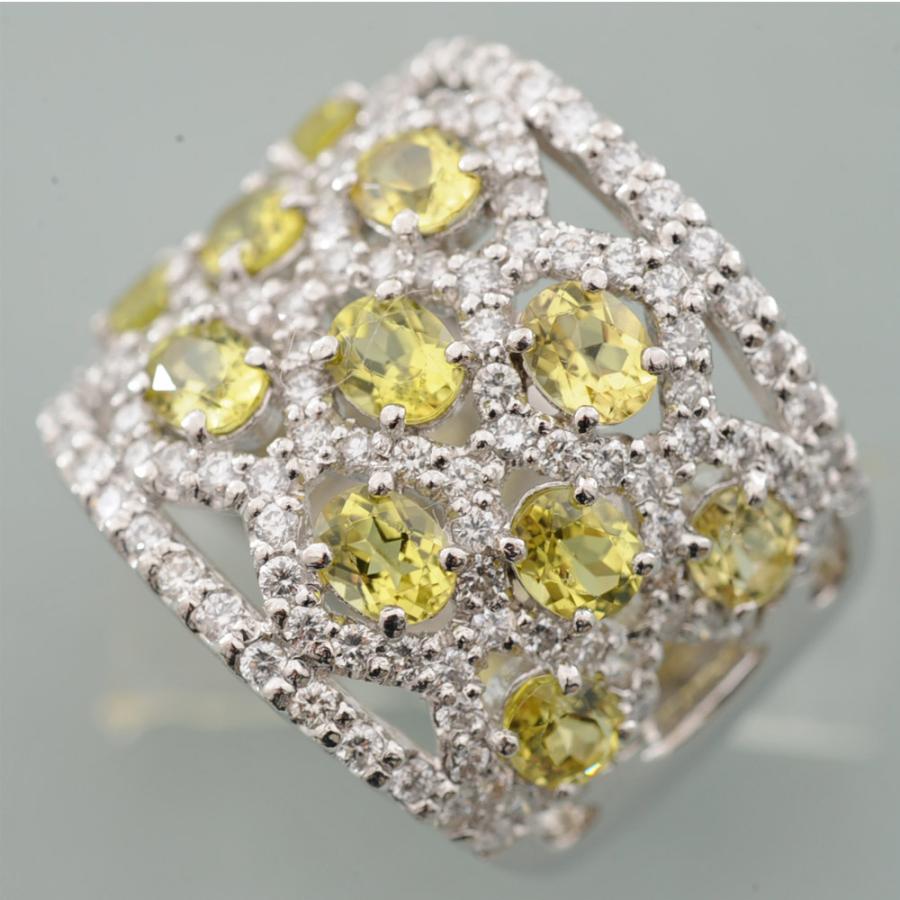 【D67】 Pt900 プラチナ ペリドット 3.22ct メレダイヤモンド 1.46ct デザイン リング 指輪 中古品仕上済 17号 : りゅうせい - 通販 - Yahoo!ショッピング