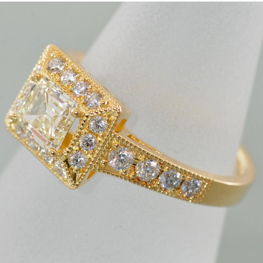 【H26】 K18 イエローゴールド 天然ダイヤモンド 0.718ct ダイヤモンド 0.49ct デザイン リング 指輪 中古品仕上済 鑑別書付 11.5号 : りゅうせい - 通販 ...