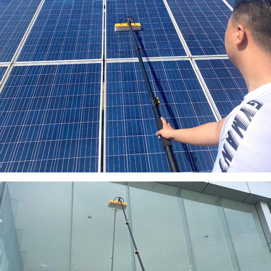 高所掃除ブラシ 太陽光パネル洗浄ブラシ 外壁洗浄ブラシ 外壁掃除 3.6m~7.5m 給水伸縮ブラシ 35cmブラシヘッド 窓ガラス/壁掃除 高所ワイパー 業務用 ...