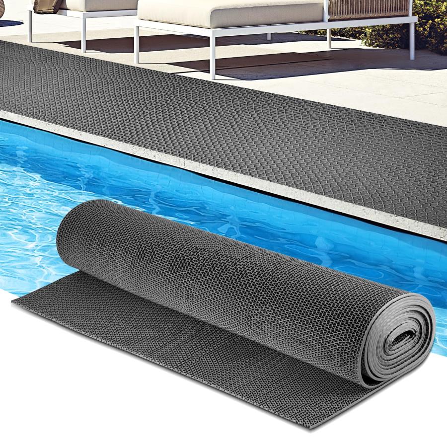 滑り止めマット 業務用PVCマット 90cm*300cm 厚さ5mm グレー 転倒防止 排水用 カット可能 お手入れが簡単 丈夫で耐久性に優れ 屋外/屋内通用マット 廊下/プール ...