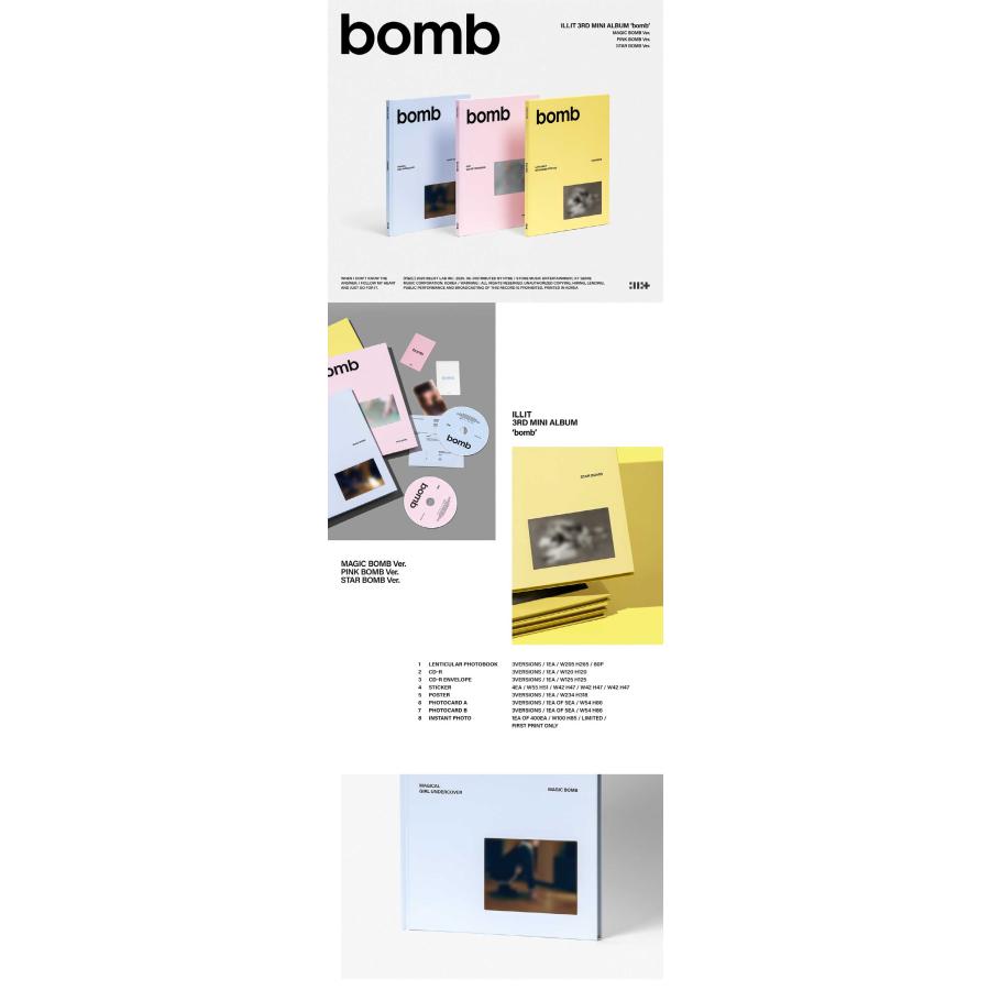 【25/6/16 韓国発売】【3種セット】ILLIT アイリット 3RD MINI ALBUM bomb 韓国版 3集 ミニ アルバム 韓国音楽チャート反映 送料無料 日本国内発送 ...