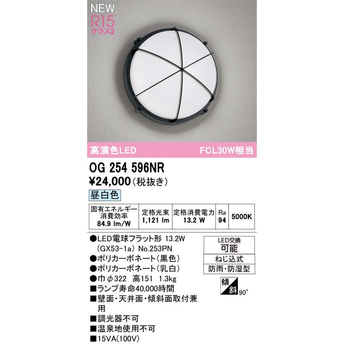 ODELIC（オーデリック） OG254596NR エクステリア LEDポーチライト R15高演色 クラス2 昼白色 FCL30W相当 照明器具 屋外用 玄関灯 壁面・天井面・傾斜面取付兼用 ...