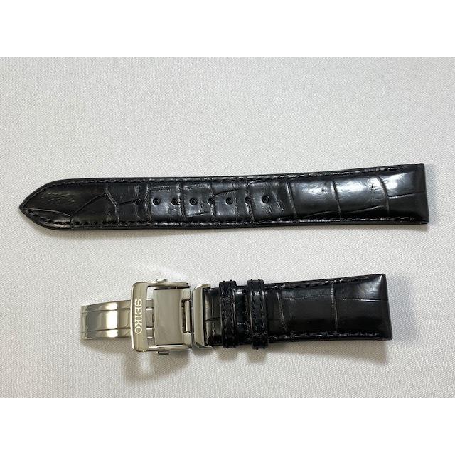 L07Y017J9 SEIKO プレザージュ 20mm 純正革ベルトバックル付 クロコダイル ブラック SARD005/SARD009他用 ...
