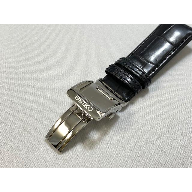 L07Y017J9 SEIKO プレザージュ 20mm 純正革ベルトバックル付 クロコダイル ブラック SARD005/SARD009他用 ...