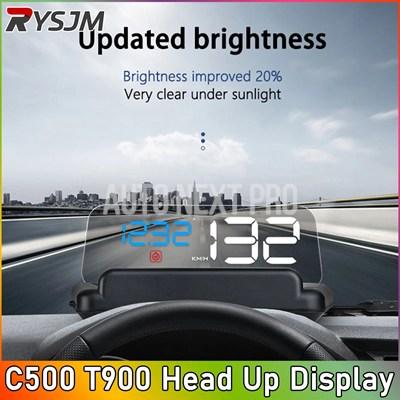 obd/gps hud c500 t900 ヘッドアップディスプレイミラープロジェクターオンボードコンピュータ時計アラーム cartronics 自動車アクセサリースピードメーター : オート ...