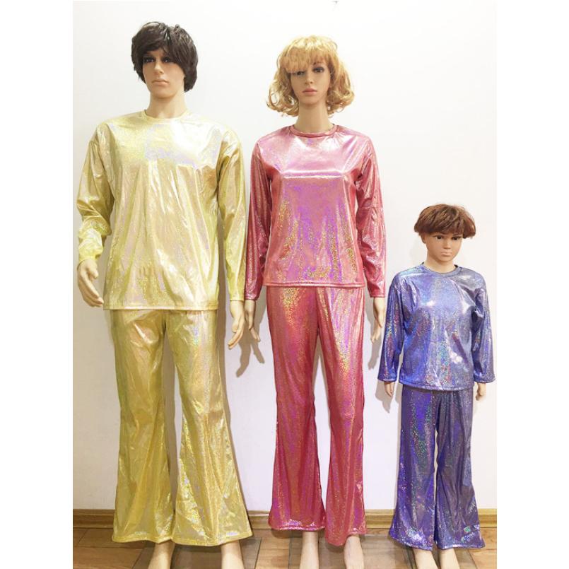 e066 ホログラム加工 ダンス衣装 長袖トップス【7色・9サイズ】ラメ キラキラ メタリック Tシャツ カットソー ヒップホップ 男の子 発表会 お遊戯会 : take-shop - 通販 ...