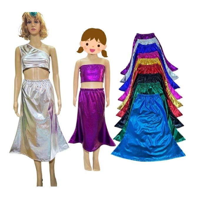 e186【ダンス衣装】メタリック マーメイドスカート ロングスカート チューブドレス 人魚の尾 人魚姫【9色】マーメイドラインスカート子供 大人 エナメル : take-shop - 通販 ...
