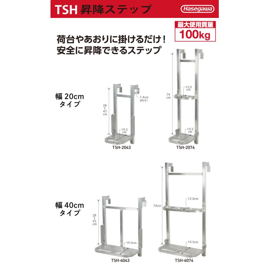 長谷川工業 トラック荷台用 昇降ステップ TSH-4074 2段 はしご 最大使用質量：100kg あおり取付可 ハセガワ : 機械と工具のテイクトップ - 通販 - Yahoo!ショッピング