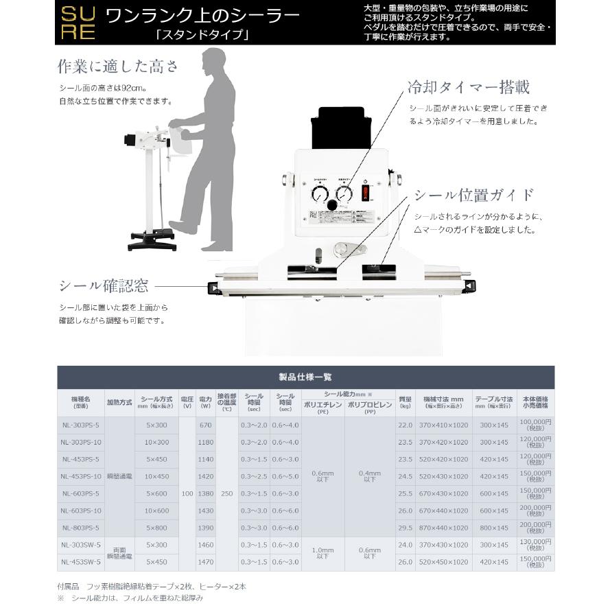 石崎電機製作所 スタンドシーラー NL-303PS-5 長さ300mm 幅5mm SURE/シュアー : 機械と工具のテイクトップ - 通販 - Yahoo!ショッピング
