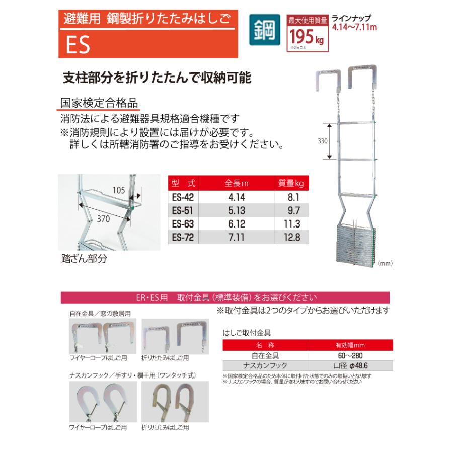 ピカ/Pica ES用格納箱 ESB-SUM 対応型番：ES-63/72 ステンレス製 避難用鋼製折りたたみはしごオプション : 機械と工具の ...