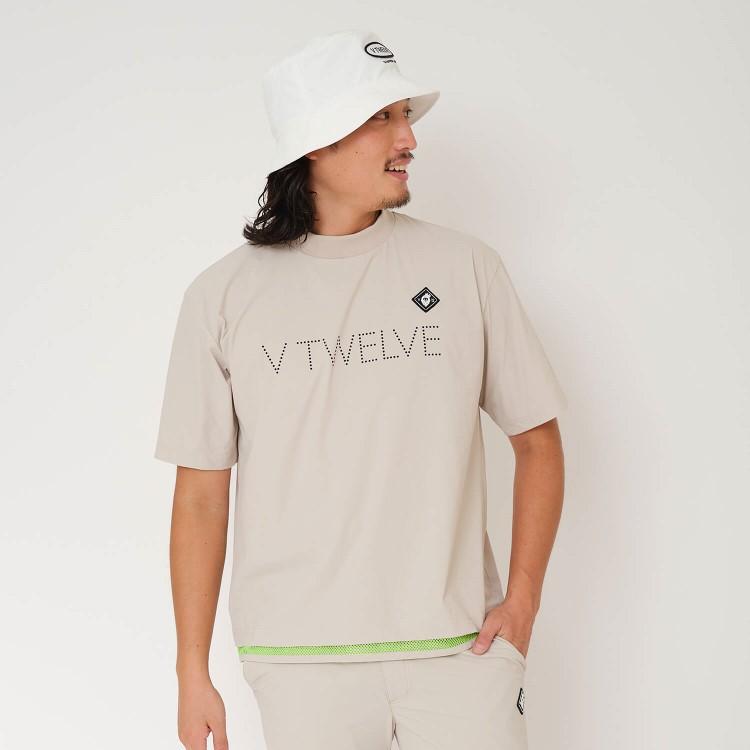 V12 ゴルフ Tシャツ メンズ 半袖 シャツ Uネック ストレッチ 天竺 無地