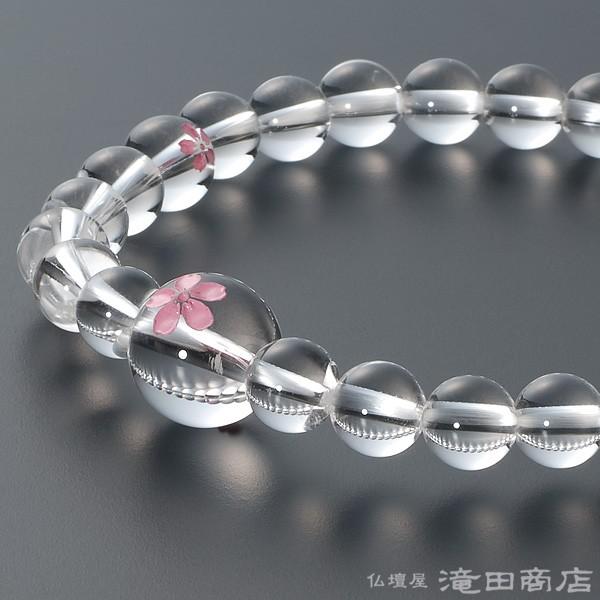 仏壇屋 滝田商店 腕輪念珠 数珠 ブレスレット 本水晶 桜彫り 7mm 仏壇屋 滝田商店 腕輪念珠 数珠 ブレスレット 本水晶 桜彫り 7mm