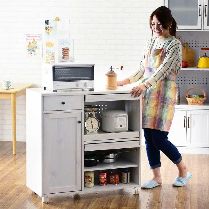 【代引不可】 ワゴン キッチンワゴン レンジ台 カウンター キッチン収納 ロヴィフラップワゴン RO90-90F : ラクチーナ Yahoo!店 - 通販 - Yahoo!ショッピング