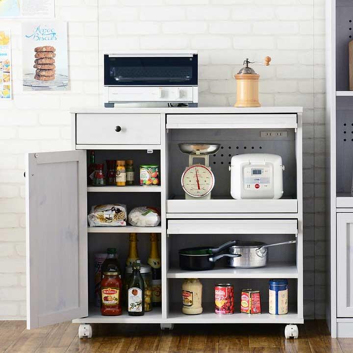 【代引不可】 ワゴン キッチンワゴン レンジ台 カウンター キッチン収納 ロヴィフラップワゴン RO90-90F : ラクチーナ Yahoo ...