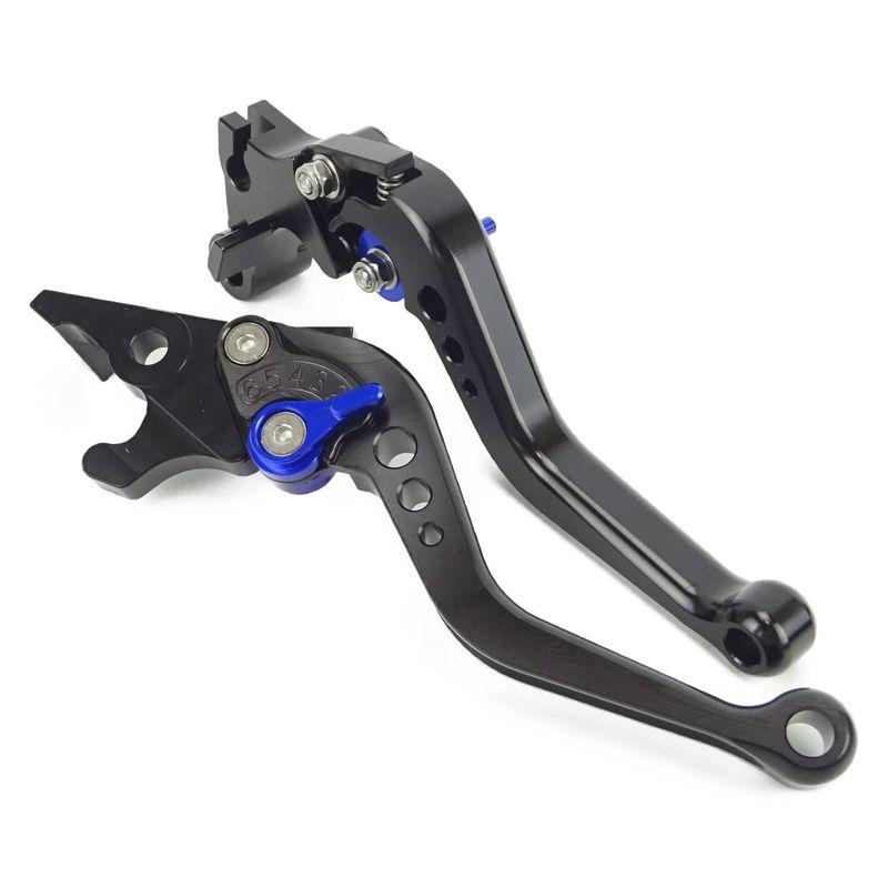 Y118黒(青) ヤマハ ブレーキ クラッチレバー 6段階調整 ショート YZF-R25 YZF-R3 MT-25 MT-03 等に適合 ...