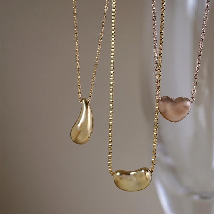 ネックレス 金属アレルギー ステンレス 316L ハート/ビーンズ/ドロップ YG/PG色 43cm 5種類 長さ調整 チェーン (ND) :w1s45-pts006ypg:ブランド ...