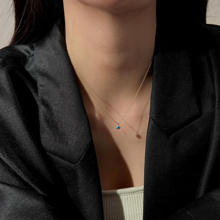 トルコ石 ネックレス 金属アレルギー ターコイズ 12月誕生石 ステンレス 316L 3mm YG色 PG色 華奢 一粒 カボション (ND) : ブランド・ジュエリーTAMAI - 通販 ...