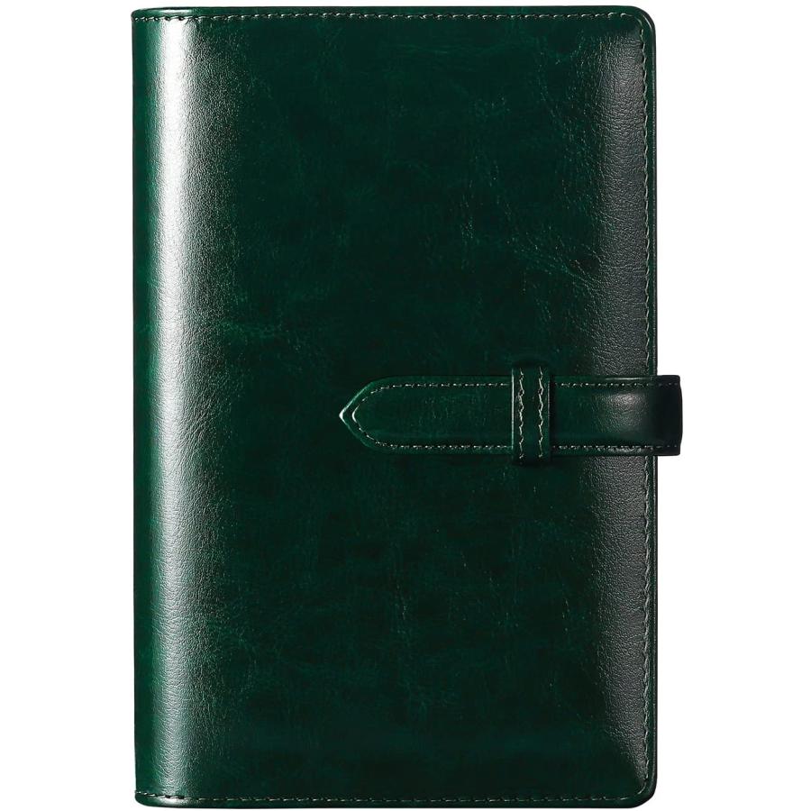 【RIHUA】 システム手帳 バイブルサイズ 手帳 革 6穴リング スケジュール帳 カバー リフィル付き メモ帳 カード収納 ノート 手 ...