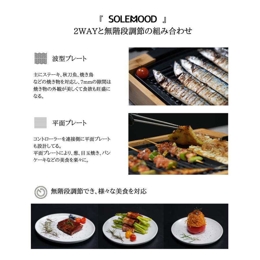 SOLEMOOD ホットプレート 焼肉プレート 1200W 高火力 減煙 油減らし 加熱迅速 無階段調節 「美味しく焼ける秘訣」コンパクトプレート 一 : たま実屋商店 - 通販 ...