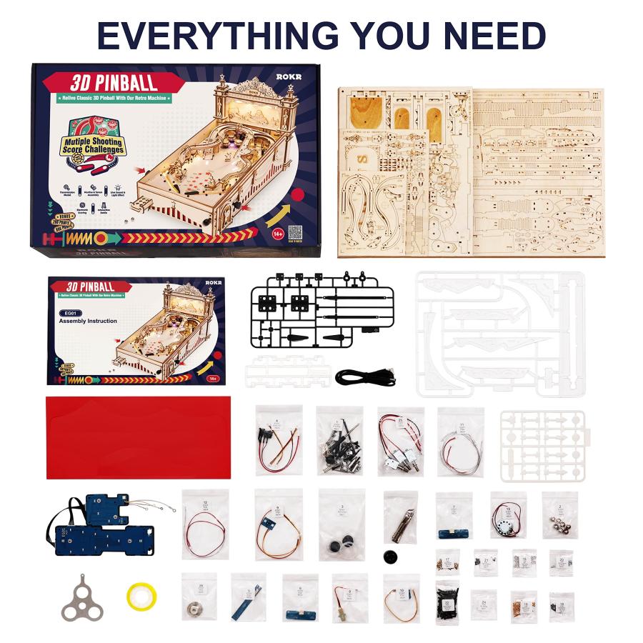 ROKR 3Dピンボールマシン 本格 DIY キット 革新的 屋内遊具 ビンテージ ゲーム機 木製 立体パズル STEM 知育おもちゃ 創造力 : たまり堂 - 通販 - Yahoo!ショッピング