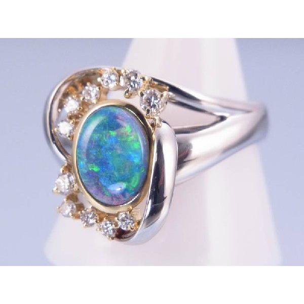 ブラックオパール1.61ct ダイア0.4ct 鑑別書 プラチナ K18 リング 20号 : 親切な 玉や質店 - 通販 - Yahoo!ショッピング