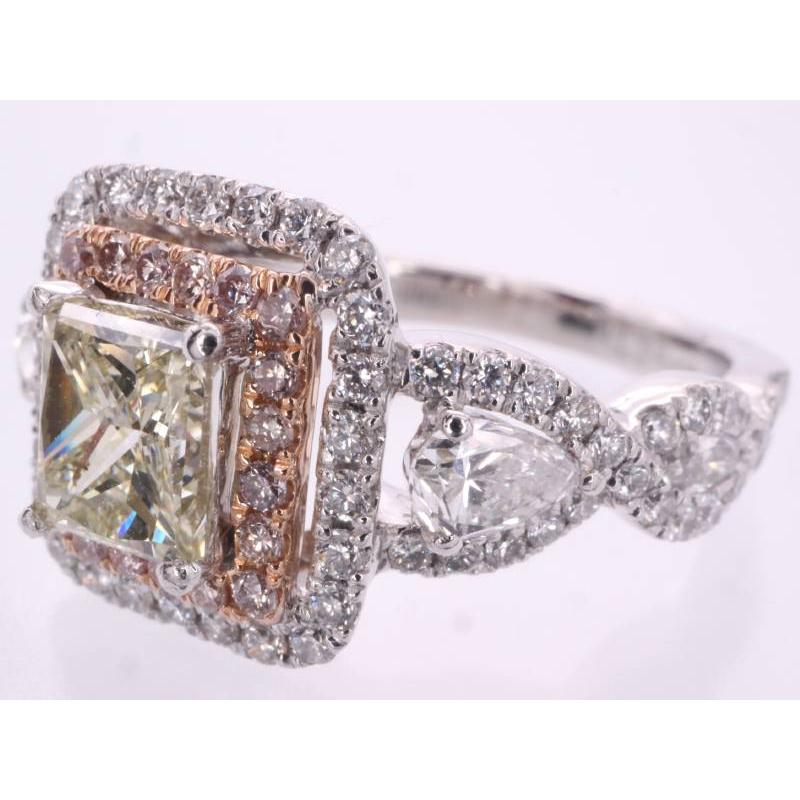 レクタンギュラーモディファイドブリリアント イエローダイヤ0.741ct ピンクダイヤ0.15ct ダイヤ0.80ct リング 12号 pt900 K18PG プラチナ : 親切な 玉や質店 ...