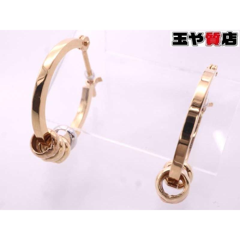 二色 四連リング付 デザイン ピアス K18YG WG イエローゴールド ホワイトゴールド : 親切な 玉や質店 - 通販 - Yahoo!ショッピング