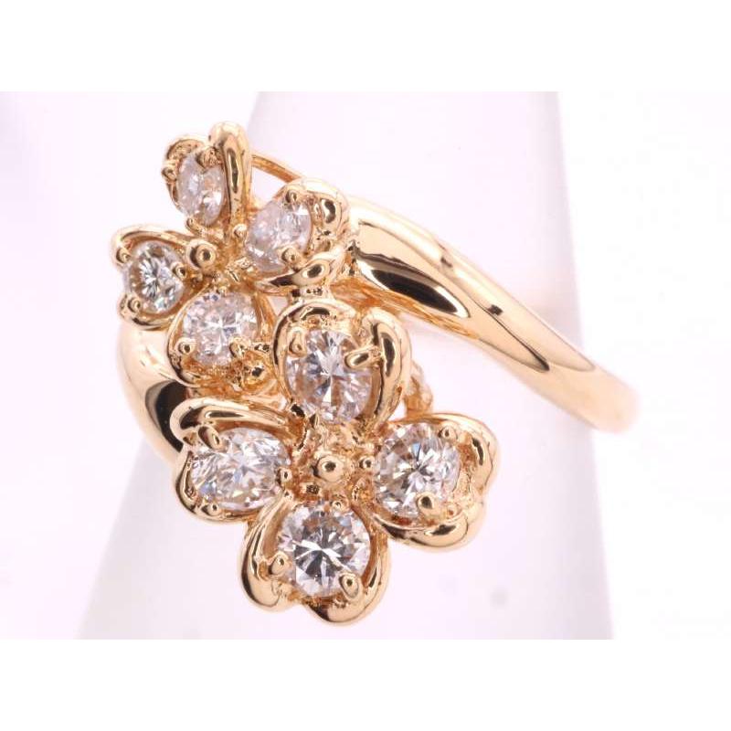 ダイヤ0.53ct フラワー 二輪 デザイン リング 11号 K18YG イエローゴールド : 親切な 玉や質店 - 通販 - Yahoo!ショッピング