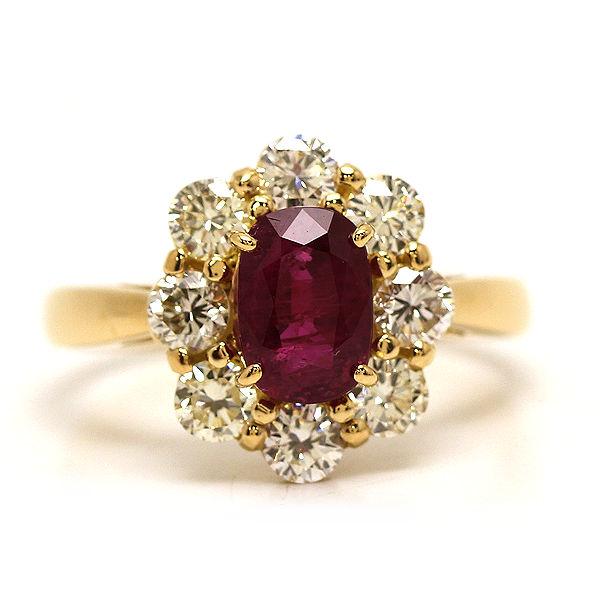 K18 大粒ルビーリング 12号 1.577ct ダイヤモンド 1.01ct 18金 ゴールド 指輪 19312 : たまや質店 - 通販 - Yahoo!ショッピング