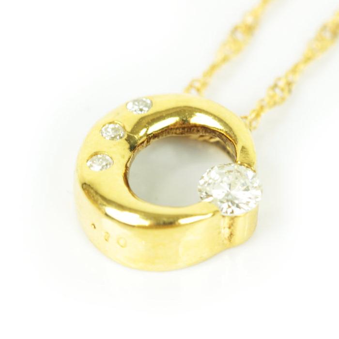 三日月 モチーフ 0.1ct ダイヤモンド K18 18金 ゴールド ネックレス 全長約40cm 20286 : たまや質店 - 通販 ...