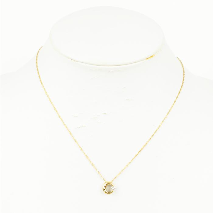 三日月 モチーフ 0.1ct ダイヤモンド K18 18金 ゴールド ネックレス 全長約40cm 20286 : たまや質店 - 通販 ...