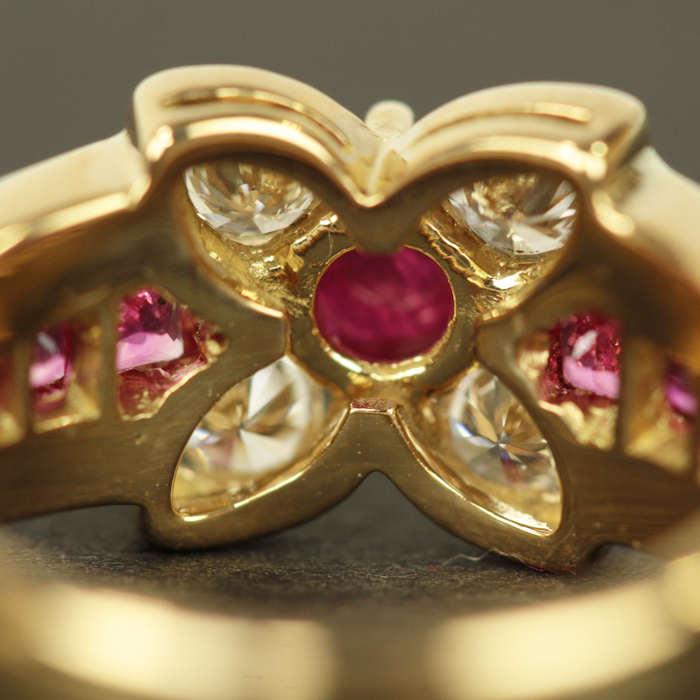 K18 ルビー 0.60ct 0.77ct ダイヤモンド 0.44ct ゴールド 18金 花 リング 指輪 10号 ソーティング付 21345 : たまや質店 - 通販 - Yahoo!ショッピング