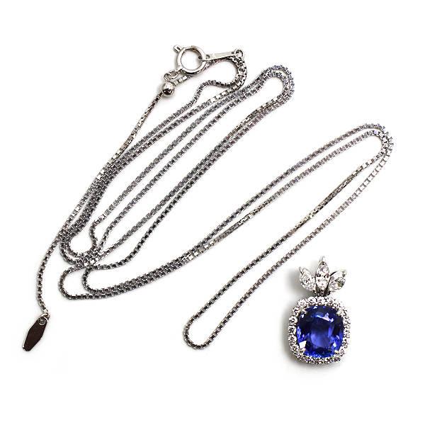 K18WG タンザナイトネックレス 約70cm 3.467ct ダイヤモンド 0.78ct 18金 ホワイトゴールド ロング 21899 ...