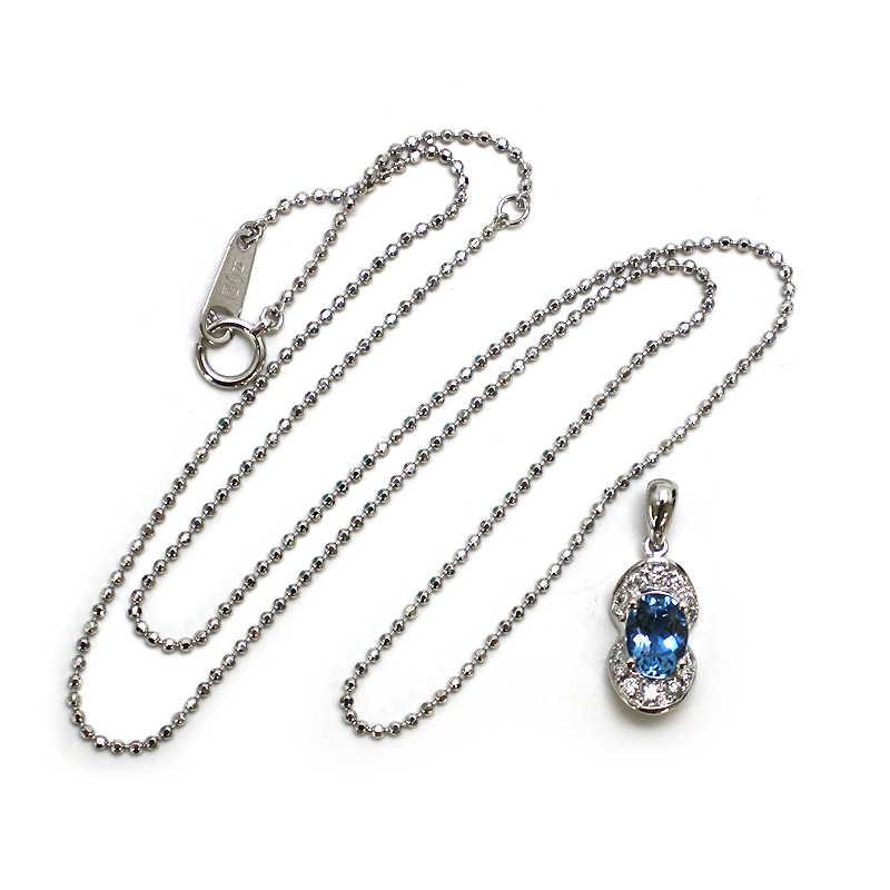 Pt850/Pt900 アクアマリンネックレス 約42cm 0.72ct ダイヤモンド 0.11ct プラチナ 約6.0g 22344 ...