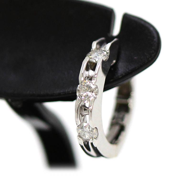 ブランド登録なし K18WG 片耳 ダイヤモンド フープピアス 0.17ct 18金 ホワイトゴールド 片方 リングピアス 22822 ...