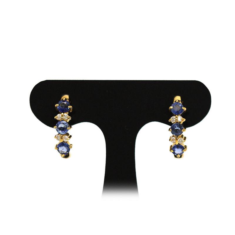 K18YG サファイア&ダイヤモンドピアス 0.06ct/0.06ct 18金 イエローゴールド 両耳用 スタッドピアス 23068 : たまや質店 - 通販 - Yahoo!ショッピング