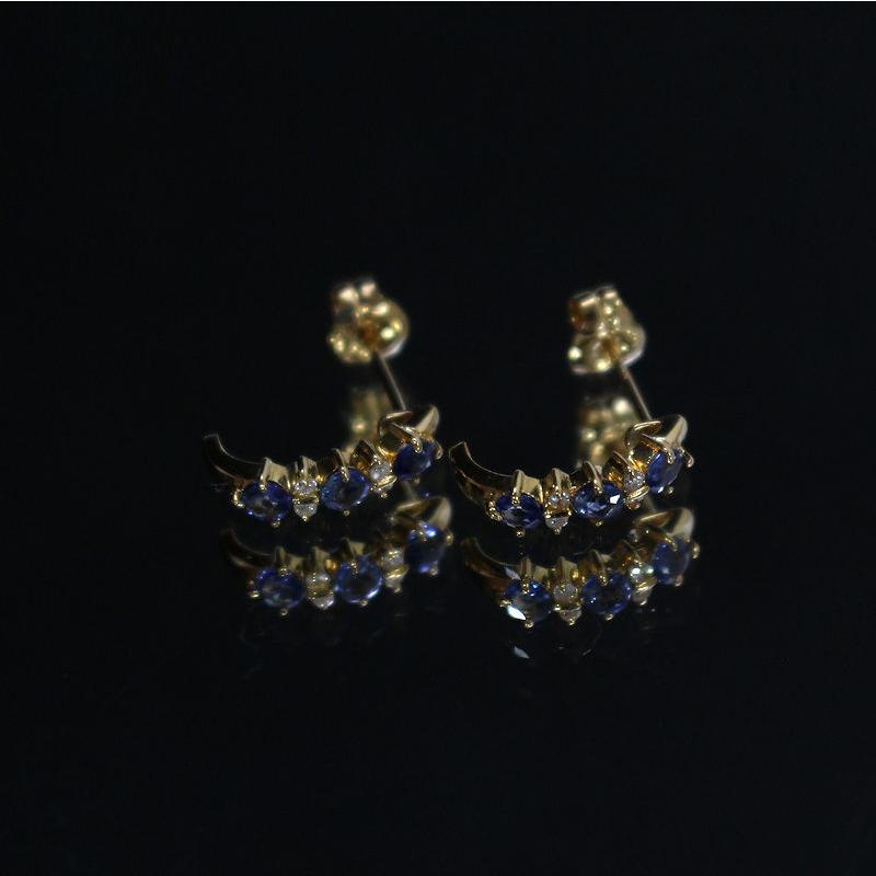 K18YG サファイア&ダイヤモンドピアス 0.06ct/0.06ct 18金 イエローゴールド 両耳用 スタッドピアス 23068 : たまや質店 - 通販 - Yahoo!ショッピング