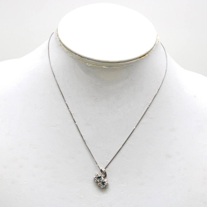 Pt850/Pt900 アレキサンドライト ネックレス 約40cm 0.38ct ダイヤモンド 0.72ct プラチナ 花 30193 ...
