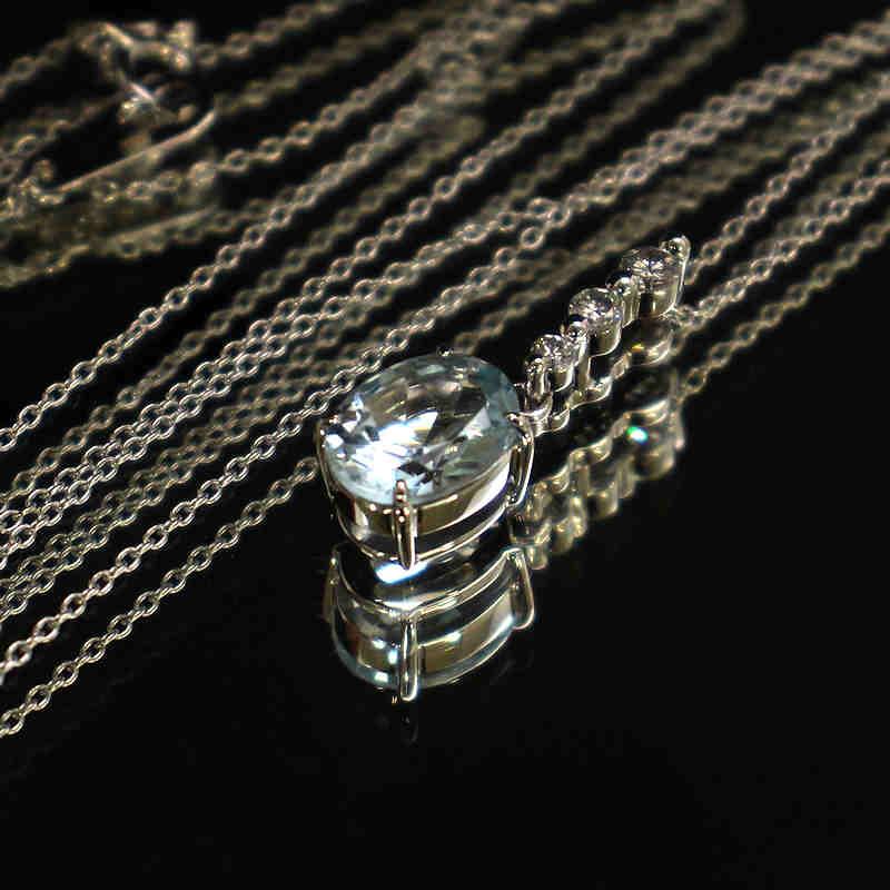 K18WG アクアマリンネックレス 1.62ct ダイヤモンド 0.16ct 約45cm 約3.7g 18金 ホワイトゴールド 30272 : たまや質店 - 通販 - Yahoo!ショッピング