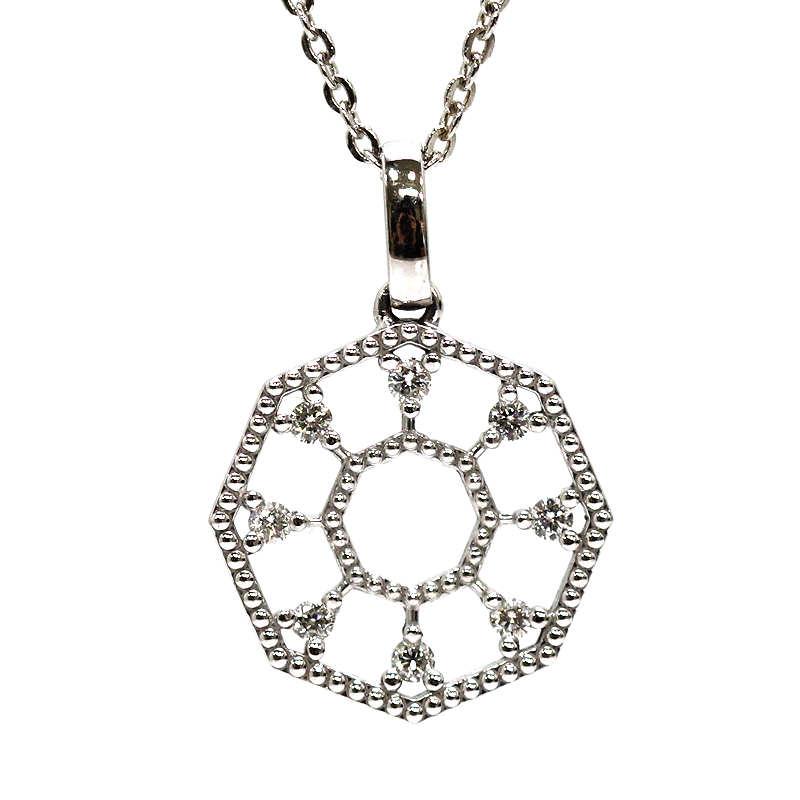 K18WG ダイヤモンドペンダントトップ 0.17ct オクタゴン 18金 ホワイトゴールド ネックレスチャーム 30392 : たまや質店 - 通販 - Yahoo!ショッピング