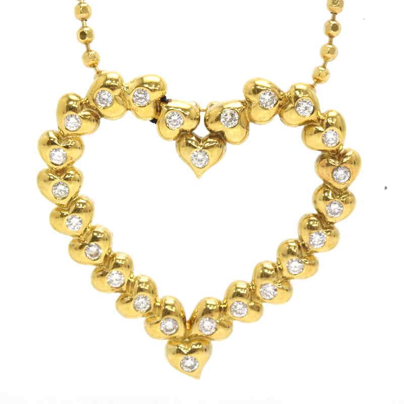 K18ダイヤモンドハートモチーフネックレス 18金 0.764ct 約17.9g 約60cm ハート 31551 : たまや質店 - 通販 ...